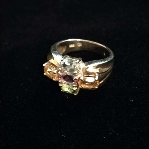 Jewelry | Sterling Silver 5stone Multicolor Gems Ring | Poshmark
